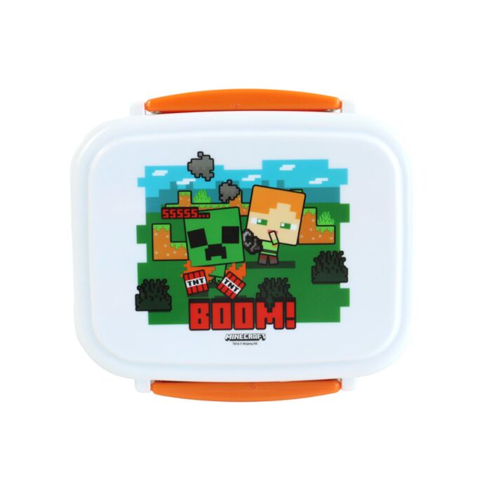 Minecraft SSS BOOM Clip Lock Stacked Bento Lunch Box with Cutlery