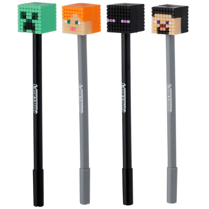 Minecraft Fine Tip Pen with Silicone Topper (Alex/Steve/Creeper/Enderman)