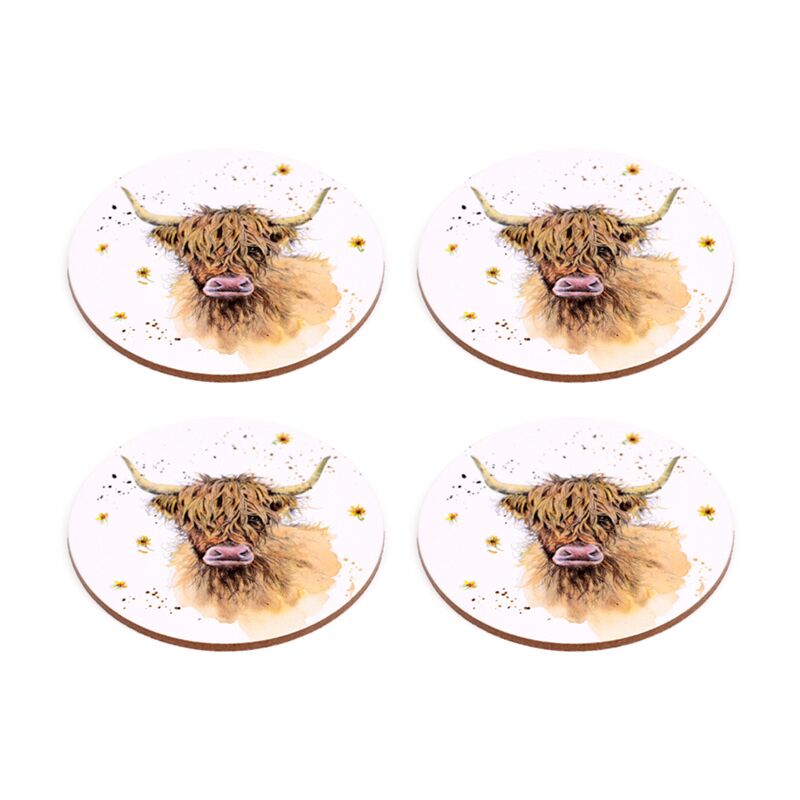 Jan Pashley Highland Coo Set of 4 Cork Coasters