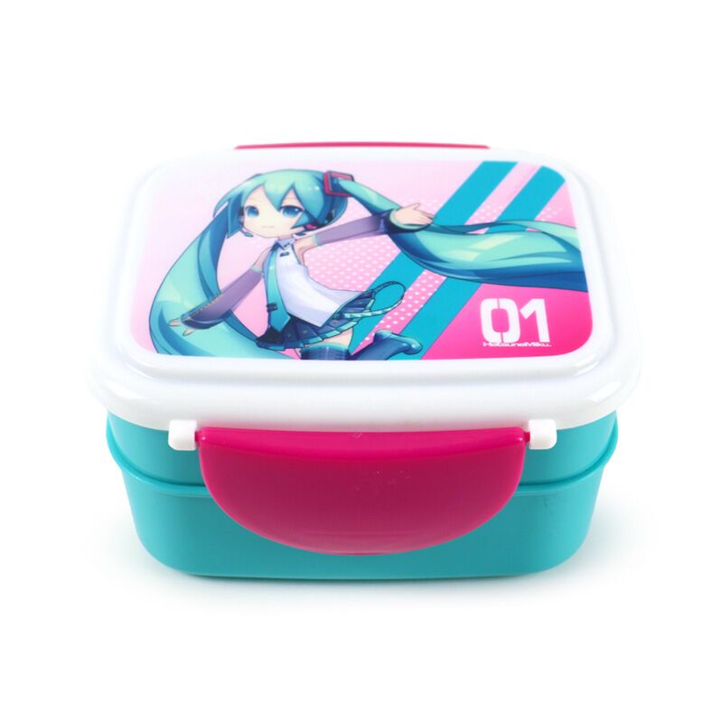 Hatsune Miku Clip Lock Stacked Bento Lunch Box with Cutlery