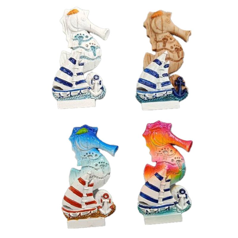 Souvenir Seaside Magnet Seahorse Shaped with Sailing Boats & Anchors
