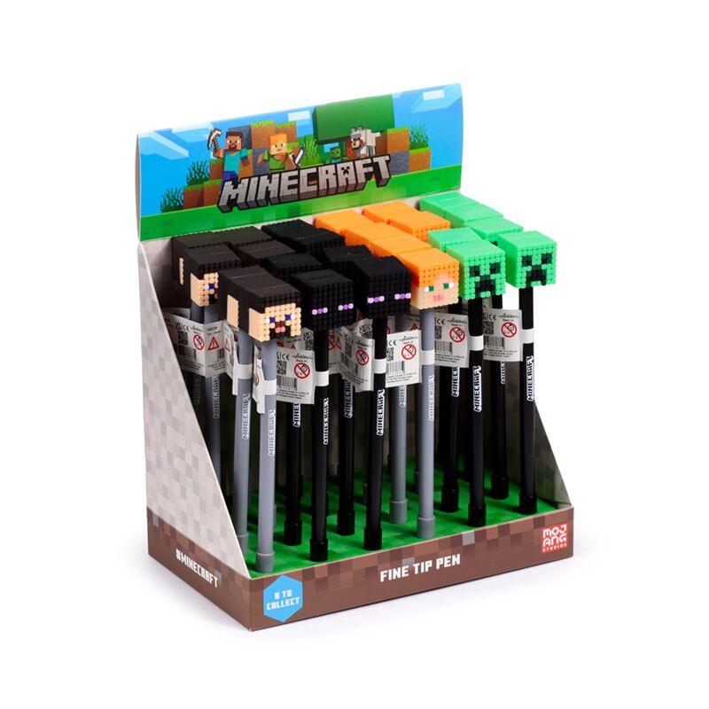 Minecraft Fine Tip Pen with Silicone Topper (Alex/Steve/Creeper/Enderman)