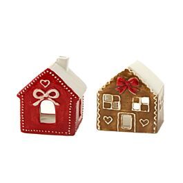Christmas Gingerbread House Tea Light Candle Holder - Ribbons