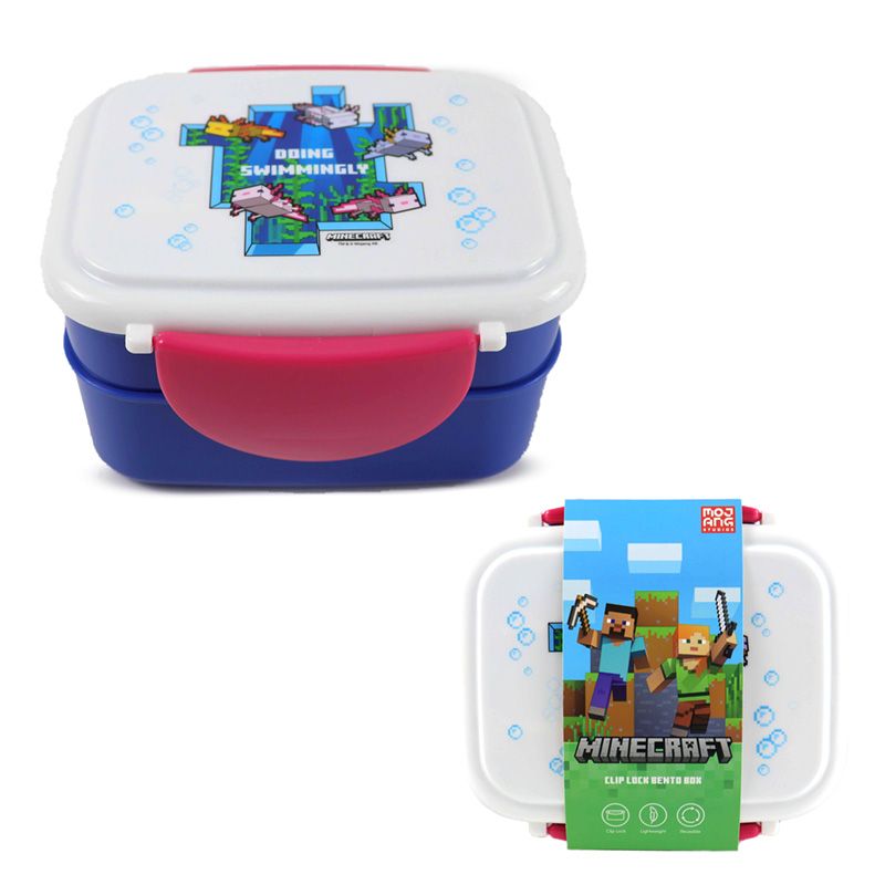 Minecraft Axolotl Clip Lock Stacked Bento Lunch Box with Cutlery