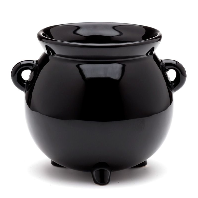 Black Witches Cauldron Shaped Ceramic Indoor Freestanding Planter/Plant Pot