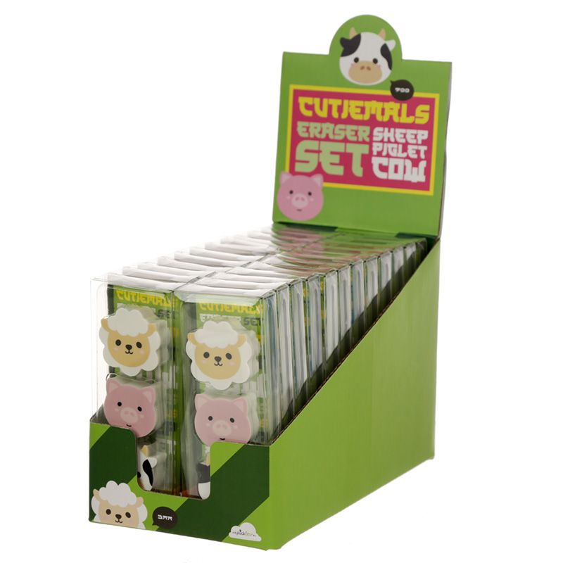 Adoramals Cow, Sheep & Pig 3 Piece Farm Eraser Set