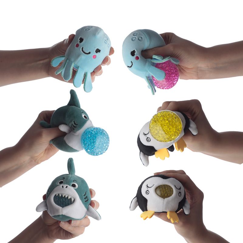 Queasy Squeezies Adoramals Sealife Octopus, Shark, Penguin Plush ...