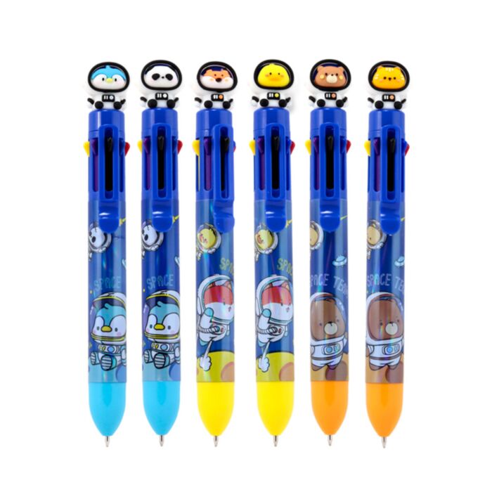 Space Team Multi Colour Pen with Topper (8 Colours)